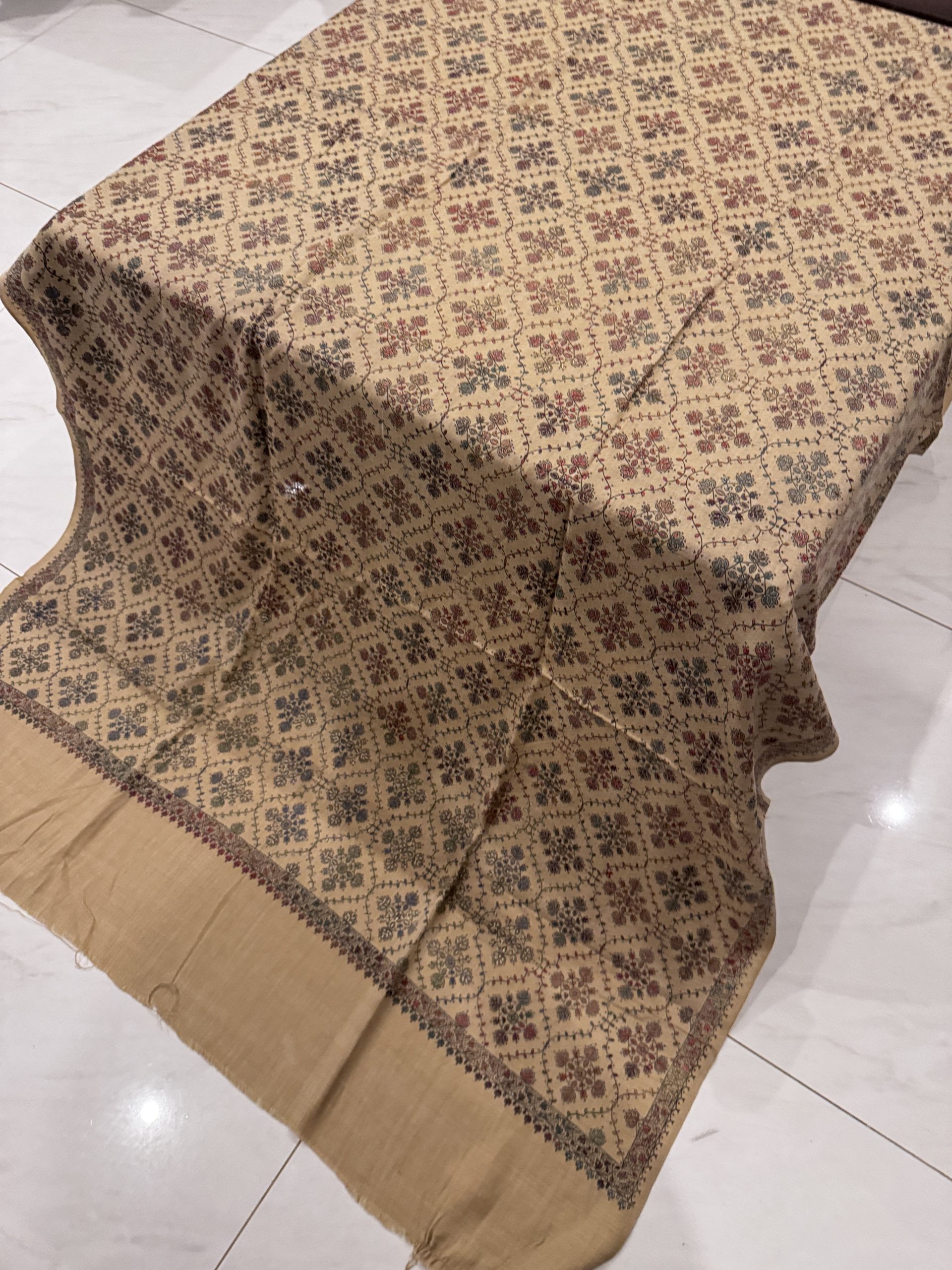 Ruqaya – Dark Beige Embroidered Pashmina Shawl (2.5 Yards) – Shawl ...