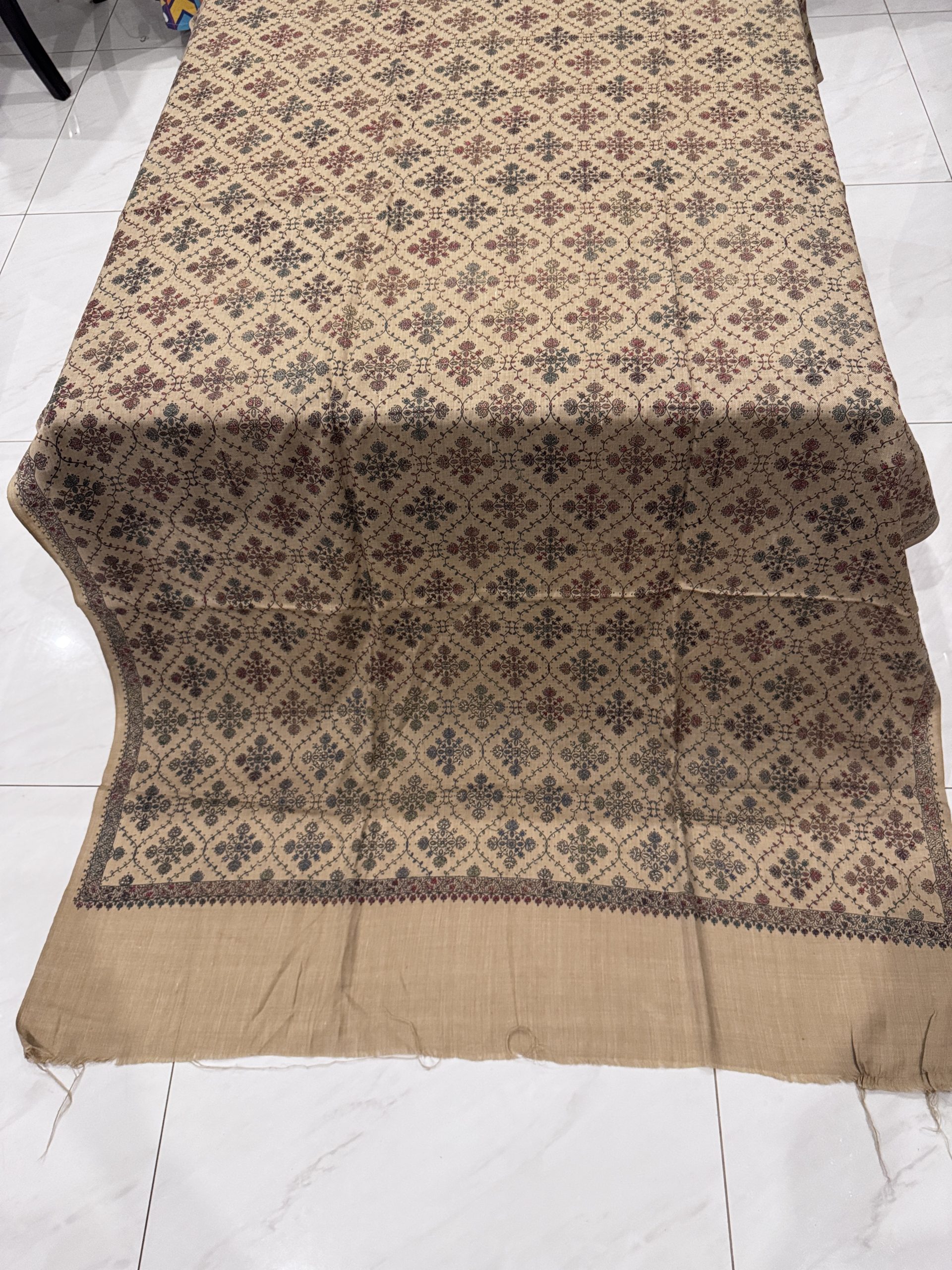 Ruqaya – Dark Beige Embroidered Pashmina Shawl (2.5 Yards) – Shawl ...