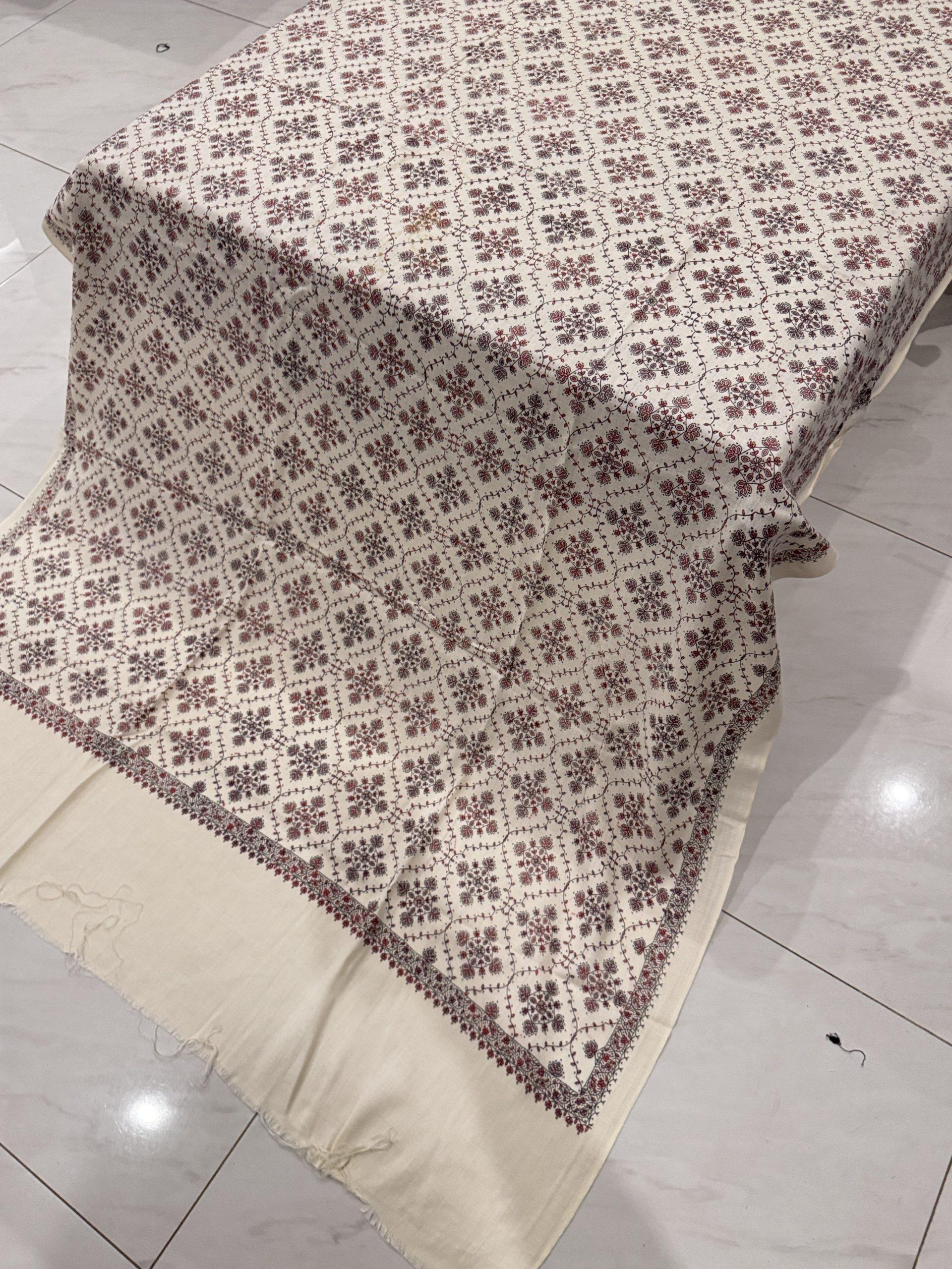 Nureen – Off White Embroidered Pashmina Shawl (2.5 Yards) – Shawl ...