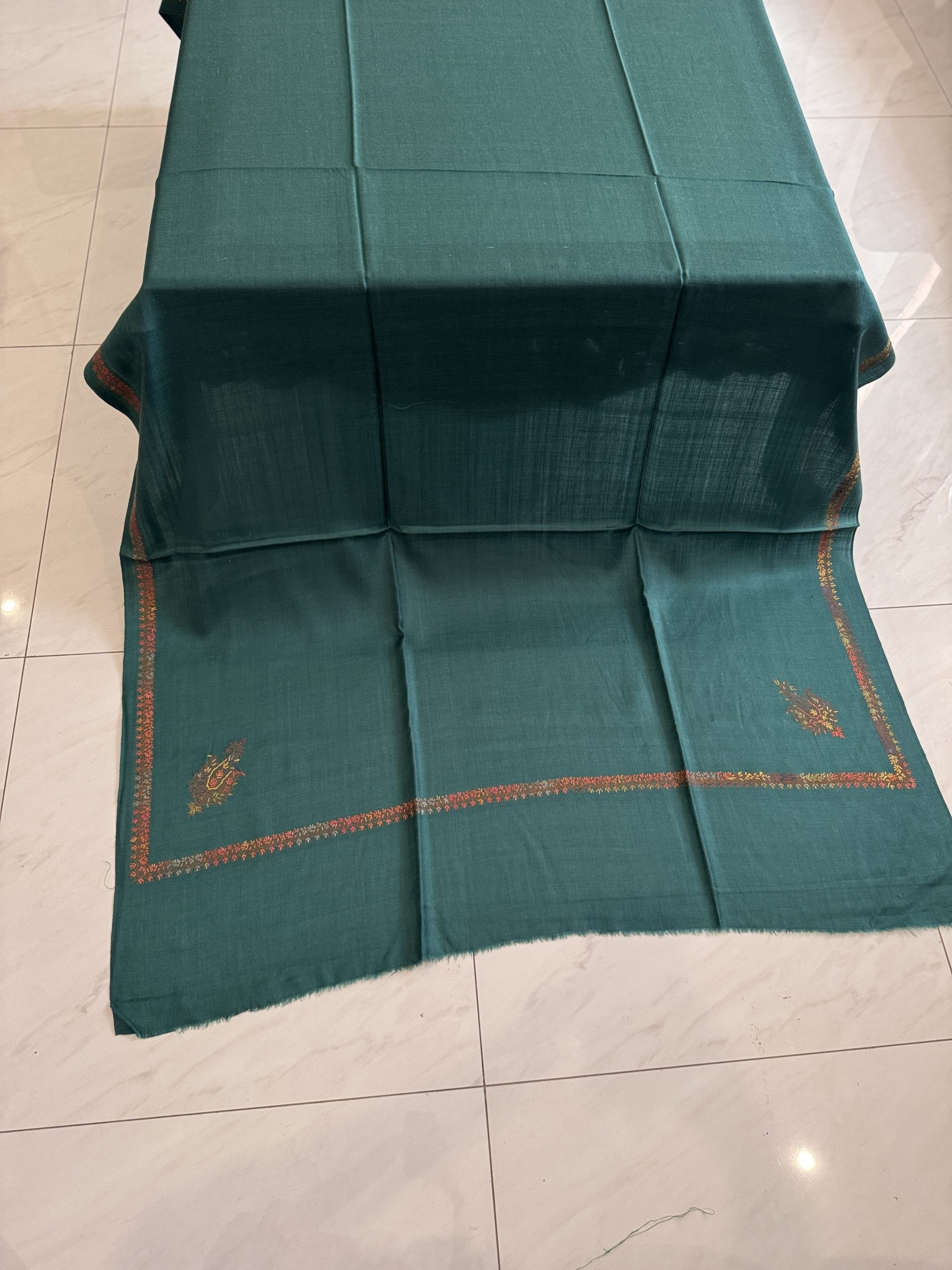Sea Green Kingri Style Border Embroidered Shawl (2.5 yards) – Shawl ...